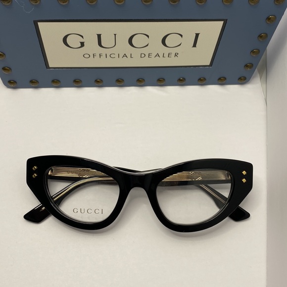 Gucci | Accessories | New Gucci Gg83o 001 Sexy Cat Eye Gucci Optical Comes In A Shiny Black Fra ...